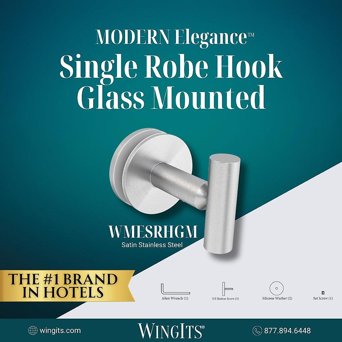 Modern Elegance Single Robe Hook Glass