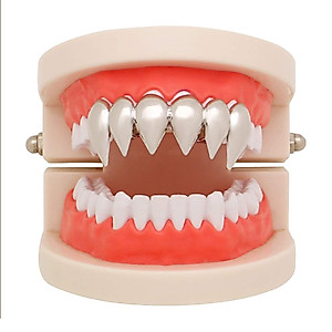 18K Gold Silver Plated Hip Hop Top Vampire Fangs Teeth Grillz