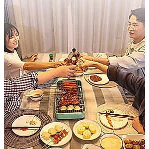 Indoor Barbecue Griddle with Non-Stick Coating Grill Plate，1500W Adjustable Temperature Control Mini Portable Barbecue Grill for 3-10 Persons， for Outdoor Picnic and Home Garden Camping Useful