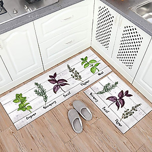 HOLVDENG Kitchen Mat Set of 2 Non Slip Thick Kitchen Rugs and Mats for Floor Comfort Standing Mats for Kitchen, Sink, Office, Laundry, 17"x47"+17"x28"