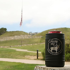 Thomas And Son - Cold Beverage Can Cooler - Engraved Open Season Hunting Can Holder - Double Wall Insulated Can Cozy Sleeve - Hunting Gifts For Men/Birthday Gifts For Men