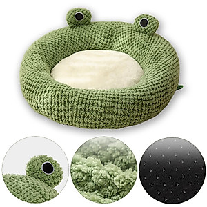 Dog Bed Cute Frog Pet Bed Comfortable Cozy Frog Plush Pet Beds for Small, Medium Dogs and Cats, Soft Funny Cute Plush Dog Beds, Fluffy Dog Beds with Non-Slip Bottom (19.7in, A)
