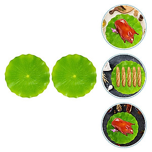 Yardwe Lotus Leaf Design 2pcs Simulated Lotus Leaf Steak Plastic Fruit Fake Lotus Leaves