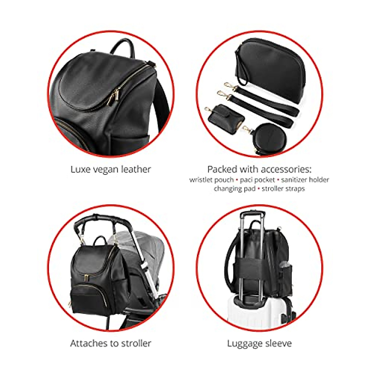 Skip Hop Diaper Bag Backpack: Evermore, Multi-Function Baby Travel Bag 6 in 1, Black