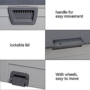 75 Gallon Resin Outdoor Storage Deck Box Waterproof Patio Storage Box Organization with Wheels for Patio Furniture,Outdoor Cushions,Garden and Pool Supplies, Lockable (Grey)