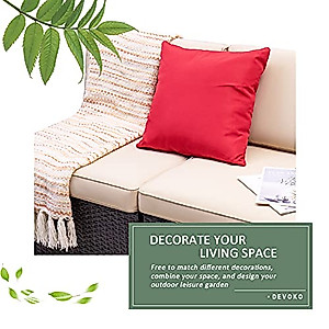 Devoko 2 Pieces Patio Furniture Sets All-Weather Outdoor Sectional Armless Sofa (Beige)