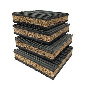 4 Pack of Anti Vibration Pads 4" x 4" x 7/8" Rubber/Cork Vibration isolation pads
