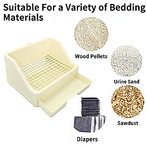 Hamiledyi 14 Pcs Rabbit Litter Box with Drawer Urinal Pad Pet Toilet Cage Trainer Corner Potty Cleaner Broom Brush Dustpan for Guinea Pigs Chinchilla Ferret Bunny Hedgehog Small Animals(White)