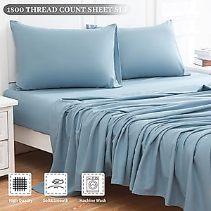 Bedlifes Full Size Sheet Sets- Ultra Soft Sheets-Luxury-Breathable-16 Deep Pocket- 1800 Thread Count Percale Egyptian Microfiber Bed Sheets Wrinkle, Fade and Stain Resistant Baby Blue 4 Pieces