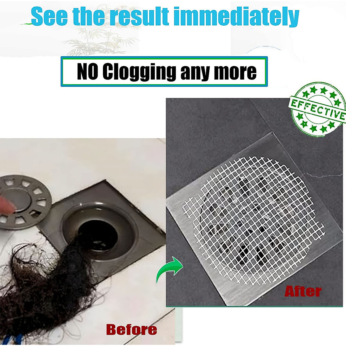 COMMON'H Disposable Hair Catcher for Shower Drain , 25 Pack, 3 1/2 Inch Mesh Shower Drain Covers, Stick on Bathroom Hair Catchers Drain Protector, (DrainSaver007)