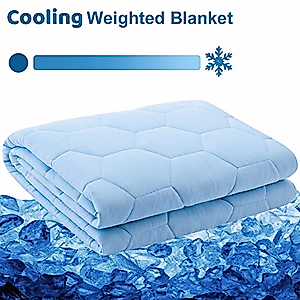 ACOMOPACK Weighted Blanket (48"x78" 15lbs, Blue) Silky Weighted Blanket Heavy Blanket Premium Material with Glass Beads