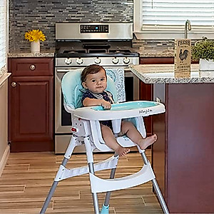 Dream On Me Portable 2-in-1 Tabletalk High Chair, Convertible Compact High Chair, Light Weight Portable Highchair, Aqua