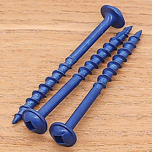 #8 x 2 Pocket Screws Square Drive Washer Head Self Tapping Screws Wood Screws, Blue-Kote Finish, Coarse Thread, Pack of 100