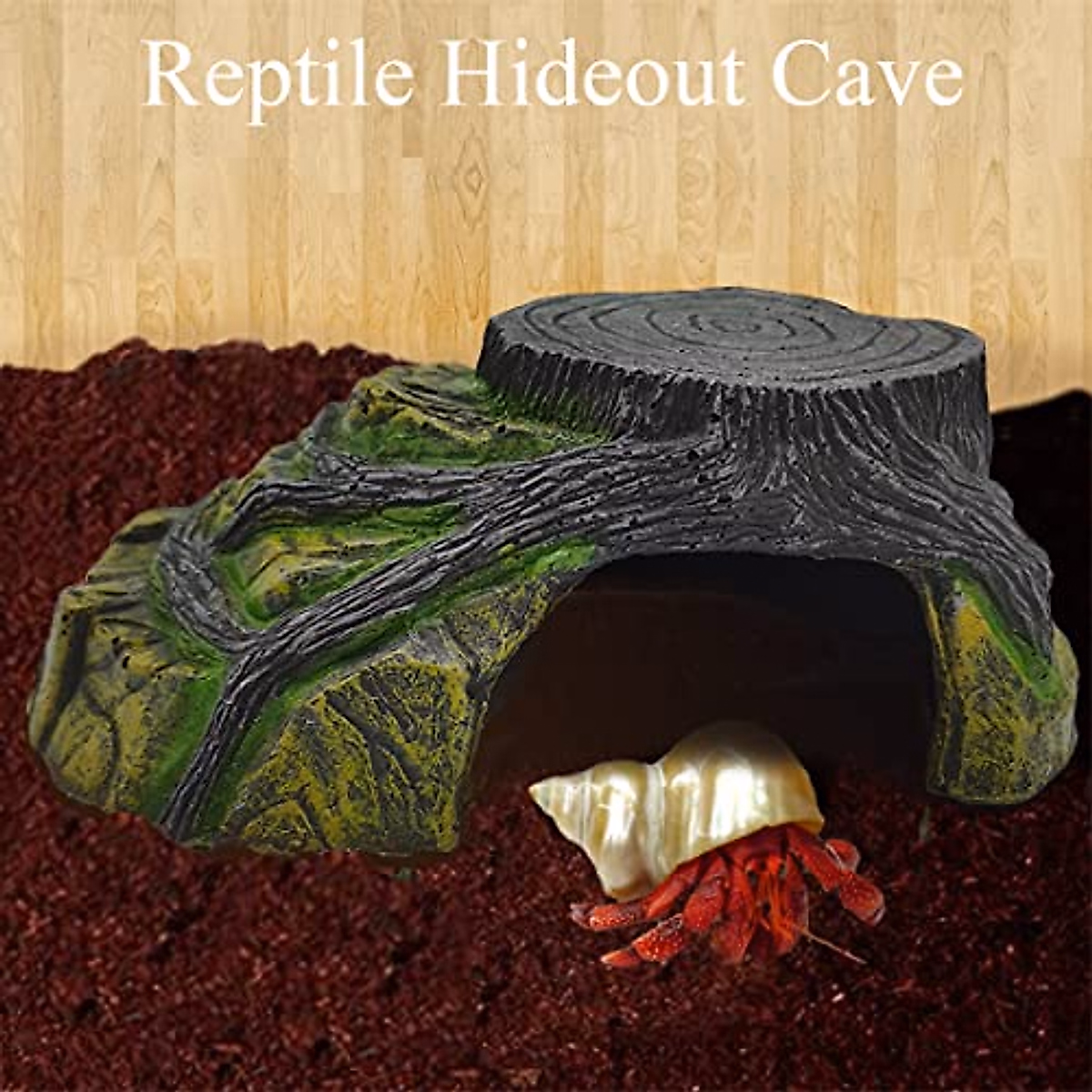 Hamiledyi Reptile Hideout Cave,Resin Simulation Rock Hideout Terrarium Habitat Decortion for Lizards Geckos Chameleons Frogs Turtles Snakes