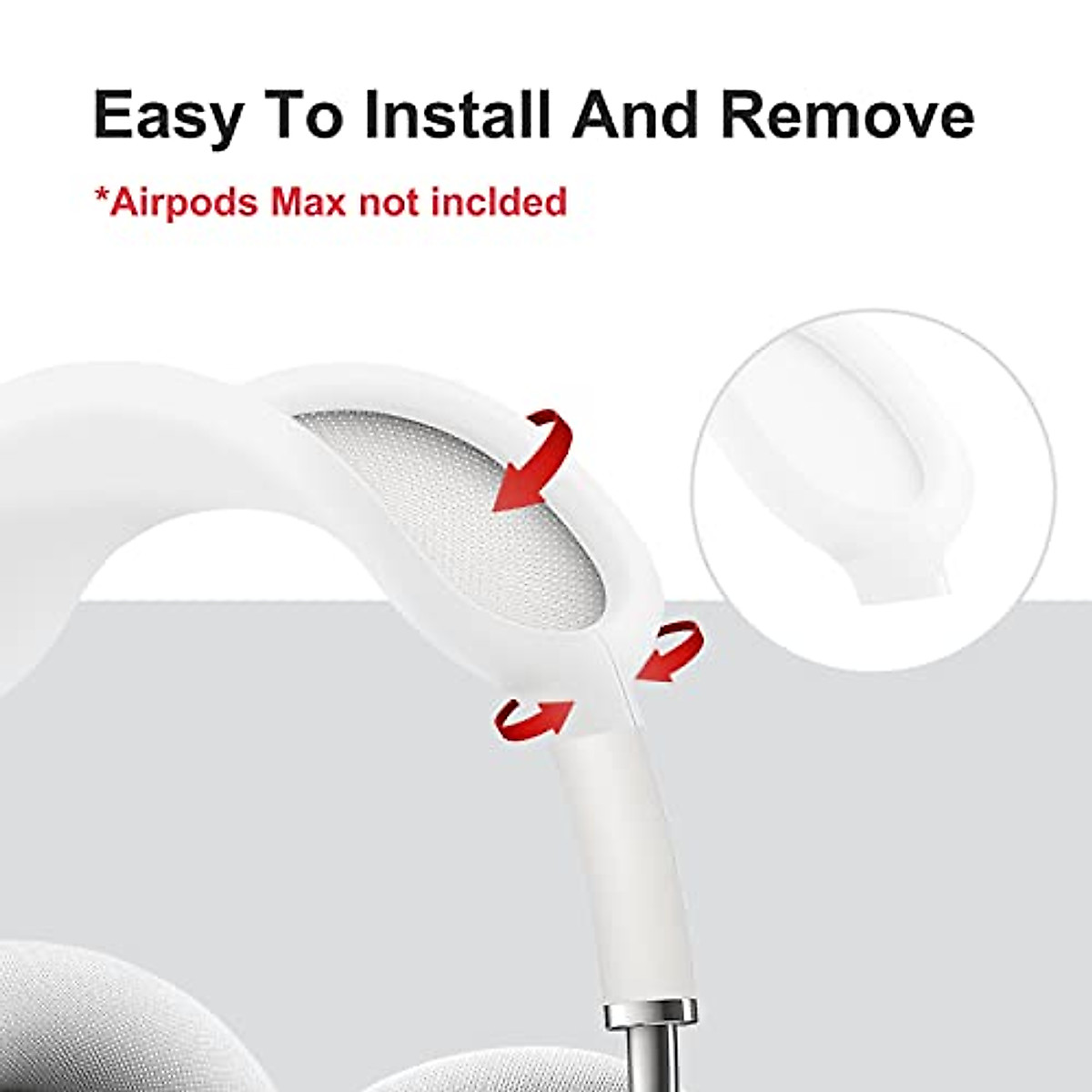 Woyinger Silicone case for AirPods Max Headphones, Scratch-Resistant earcup caps and Headband Cover, AirPods Max Accessory Skin case,White