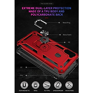 YZOK for Galaxy A11 Case,Samsung A11 Case,with HD Screen Protector,[Military Grade] Ring Car Mount Kickstand Hybrid Hard PC Soft TPU Shockproof Protective Case for Samsung Galaxy A11 (Red)