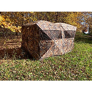 THUNDERBAY Bunkhouse Pop Up Portable 6 Person Side-by-Side Hunting Blind, Footprint: 140"x70" with 80" Height