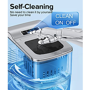 26Lbs Ice Maker Countertop, 9 Ice Cube Ready in 6 Mins, 26Lbs/24H, Self-Cleaning Ice Maker Machine, 2 Sizes Ice Cube Portable Ice Maker, Ice Scoop/Basket/Hook/5pcs Ice Bags, for Home Camping Party RV