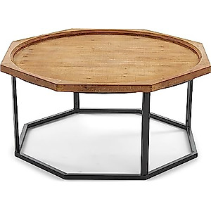 Amazon Brand – Stone & Beam Aire Rustic Octagonal Fir Wood Coffee Table, 39.5"W, Black & Natural