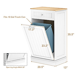 MXSUNH Tilt Out Trash Can Cabinet Hidden Wooden 10 Gallon Trash Cabinet Garbage Can Cabinet for Kitchen,Dining Room,Living Room(White)