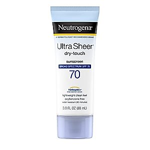 Neutrogena Ultra Sheer Dry-Touch Water Resistant and Non-Greasy Sunscreen Lotion with Broad Spectrum SPF 70, 3 Fl Oz (Pack of 1)