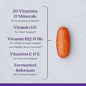 New Chapter Men's Multivitamin 50 plus for Brain, Heart, Digestive, Prostate & Immune Support with 20+ Nutrients + Astaxanthin - Every Man's One Daily 55+, Gentle on The Stomach - 72 ct