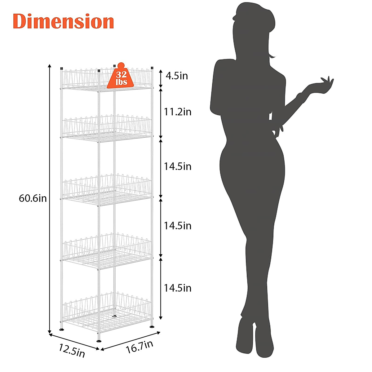 smusei Bathroom Storage Shelf Freestanding Bathroom Shelves Organizer, 5 Tier Bathroom Towel Storage Rack Stand Metal Wire Shelving Units for Small Space Kitchen Pantry Laundry Room, Silver