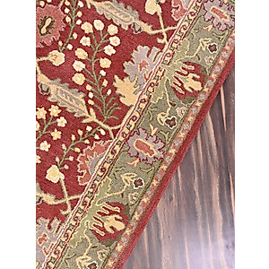 Restoration and Renovation Traditional Handcrafted Area Rug, Classic Oriental Pattern, Premium Wool, Rich Red & Gold with Floral Accents, 8x10 Feet - Living Room Bedroom Carpet (Rust, 6' x 9')