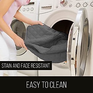 Sofa Shield Patented Sectional Slip Cover, Large Cushion Protector, Reversible Stain and Dog Tear Resistant Slipcover, Quilted Microfiber 30x30” Seat, Washable Covers for Dogs Pets Kids, Charcoal