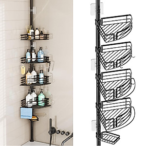 Consumest Corner Shower Caddy Accessories - 3 Adhesive Hooks and 4 Buckles