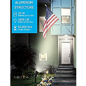 SUNVIE 20W Outdoor Spotlight LED Landscape Lighting 120V AC Waterproof Yard Spot Lights Outdoor with Stake for Tree Flag Lights 3000K Ultra Warm White Lawn Decorative Lamp with US 3-Plug in (2 Pack)