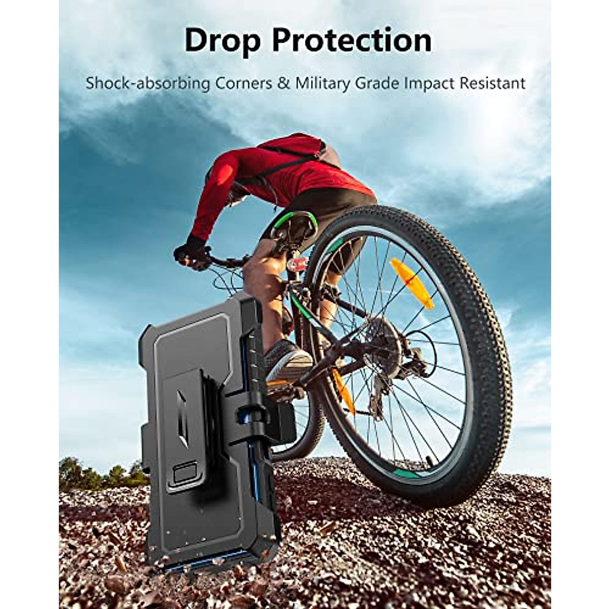 FNTCASE Case for Samsung Galaxy A14-5G: Protective Shockproof Rugged A14 Cell Phone Cover Cases with Belt Clip Holster Kickstand & Slide | Textured Tough Military Grade Drop Proof Protection - Blue