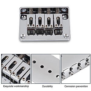 Hardtail Bridge, 4-string Fixed Bridge Replacement Parts for Cigarbox Electric Guitars Ukulele (Silver) 4 String Guitar Bridge 4 String Fixed Bridge