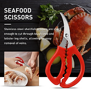 CasaCulina 10 Pcs Seafood Tools Set Includes Crab Lobster Crackers, Stainless Steel Crab Forks/Picks, Lobster Shellers and Seafood Scissors, Nut Cracker Set for Crab Leg Crackers Tool