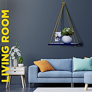 APRELEE Boho Wall Hanging Shelf with Jute Rope – Set of 2, Paulownia Wood Hanging Shelf for Plants, Wall, Living Room, Nursery & Bedroom