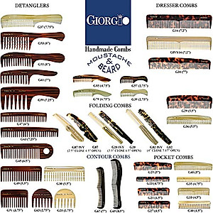 Giorgio G33 Double Tooth Small Hair Pocket Comb, Fine/Wide Tooth Comb For Hair, Beard and Mustache, Coarse/Fine Hair Styling Grooming Comb for Men, Women and Kids. Saw Cut Handmade and Polished