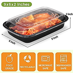 Eupako 55 Sets 28 oz Meal Prep Container Reusable - Plastic-Food-Storage-Containers-with-Lids, Disposable To Go Containers, Portion Control - Microwave, Dishwasher, Freezer Safe (1 Compartment)
