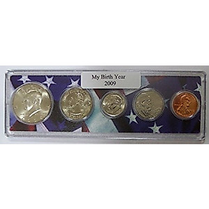 2009-5 Coin Birth Year Set in American Flag Holder Collection Seller Uncirculated