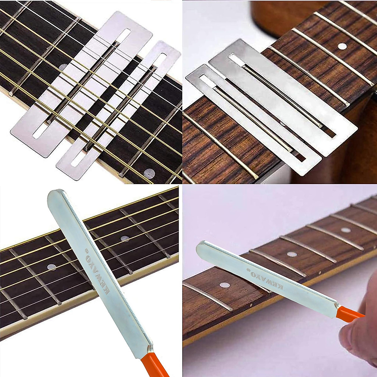 KEWAYO Guitar Fingerboard Luthier Tool Set Including Guitar Fret Crowning Luthier File, Fret Leveling Beam Sanding Leveler Beam and Fingerboard Guard Protectors for Guitar Bass