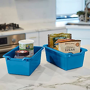 ECR4Kids Scoop Front Storage Bin, Multipurpose Organization, French Blue, 5-Piece