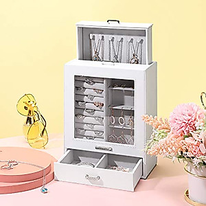 Homde Jewelry Organizer Girls Women Jewelry Box for Necklaces Rings Earrings Gift Jewelry Storage Case Porcelain Pattern Series (White)