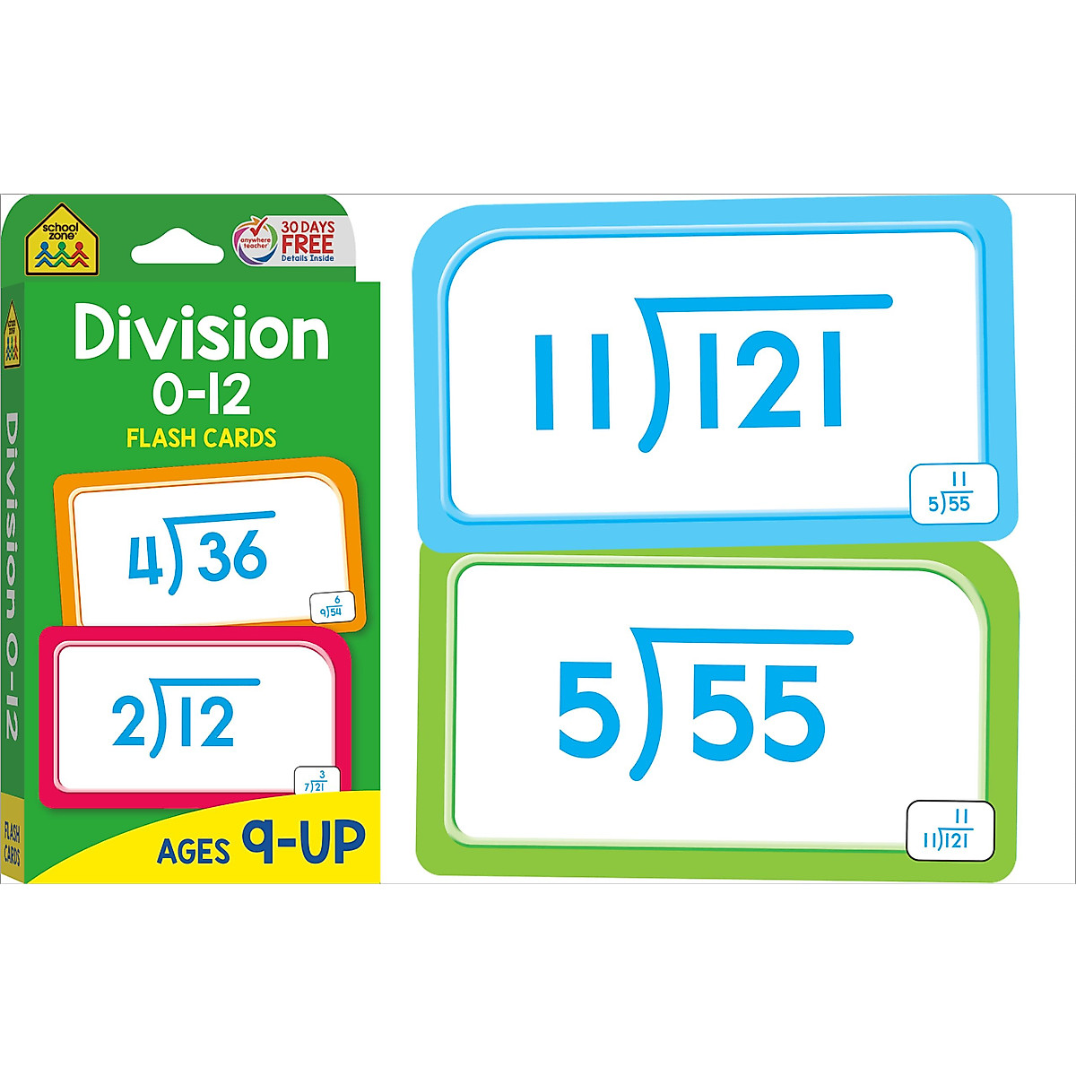 School Zone - Get Ready Flash Cards Multiplication & Division 2 Pack - Ages 8 to 9, 3rd Grade, 4th Grade, Multiplication 0-12, Division 0-12, Elementary Math, and More