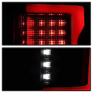 ACANII - For 2015 2016 2017 Ford F150 w/Blind Spot Sensor Black Smoked Full LED Light Tube Tail Lights Brake Lamps Pair