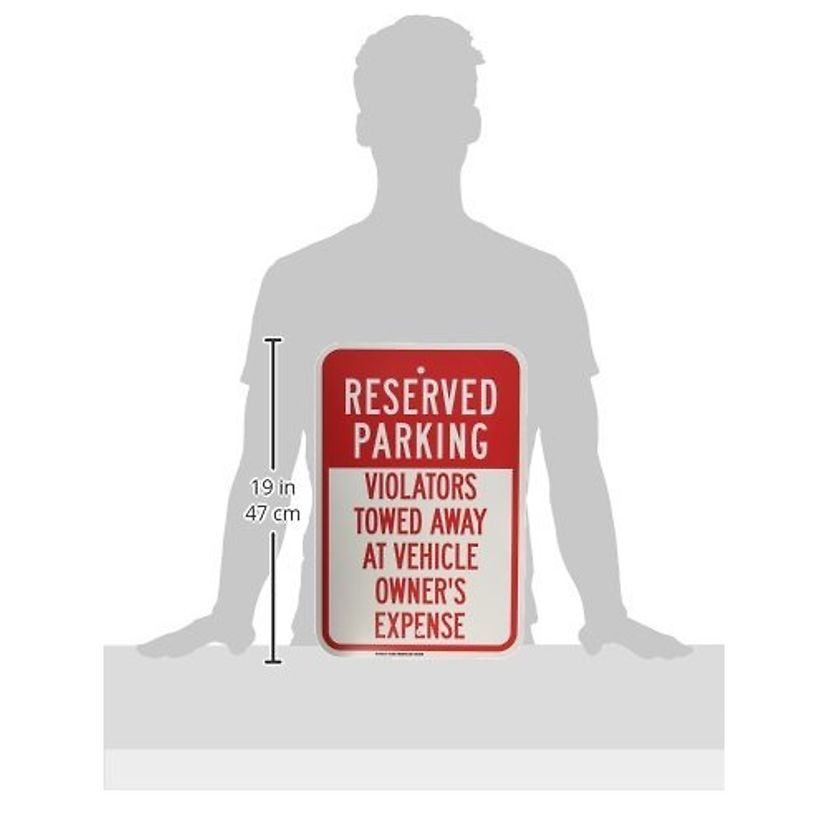 Brady 124384 Traffic Control Sign, Legend "Reserved Parking Violators Towed Away at Vehicle Owner's Expense", 18" Height, 12" Width, Red on White