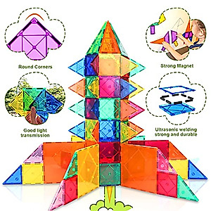 Magnetic Tiles with Cars, Kids Gifts & Toys for 3 Year Old Boys, Educational Toys for Toddlers Kids Age 3-5 4-8, Building Toys Inspire Kids Interest in STEM Learning