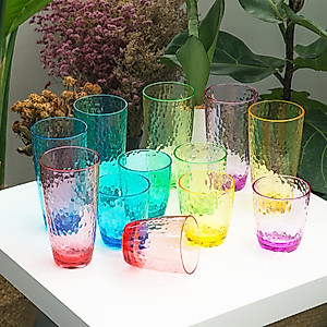 KOXIN-KARLU Hammered 15-ounce Plastic Tumbler Acrylic Glasses, set of 6 Multicolor