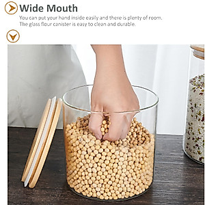 AMOTIE Set of 3 Glass Food Storage Containers with Airtight Bamboo Lid, Glass Storage Canisters, Large Glass Food Jar, Glass Flour and Sugar Containers…