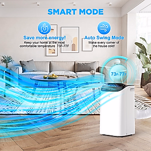Humhold 12000 BTU Portable Air Conditioners with Remote Control, 3-in-1 Free Standing Cooling AC Unit with Fan & Dehumidifier, Cools Room up to 500 sq.ft, Smart/Sleep Mode,Auto Swing