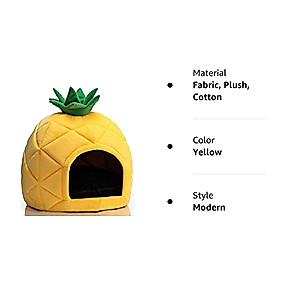 Hollypet Cozy Pet Bed, Warm Cave Nest Sleeping Bed Pineapple Shape Puppy House for Cats, Yellow