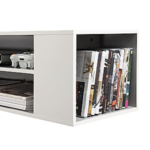WAMPAT White Floating Entertainment Center for Wall, Floating TV Shelf Wood Media Console Storage TV Cabinet Hutch Under TV for Living Room, White, 39.4 Inch